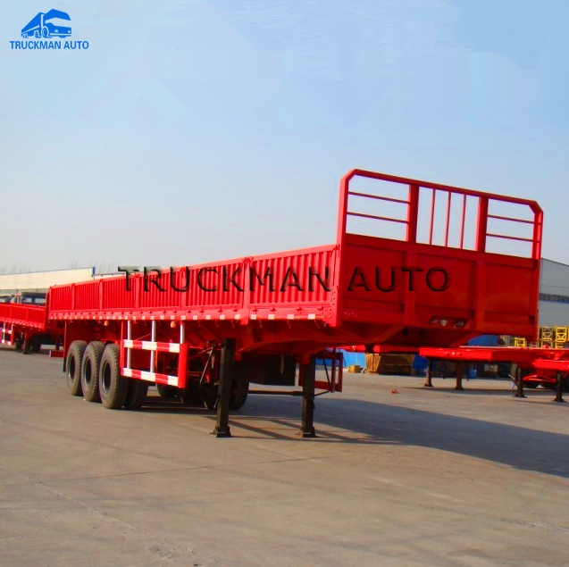 Steel Iron Side Wall Semi Trailer Loading Capacity 60 Tons 3 Axles 60 ...