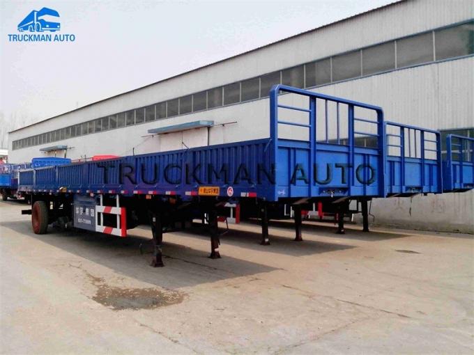 Bulk Cargo Flatbed Side Wall Semi Trailer Bottom 3mm With Linglong Tire